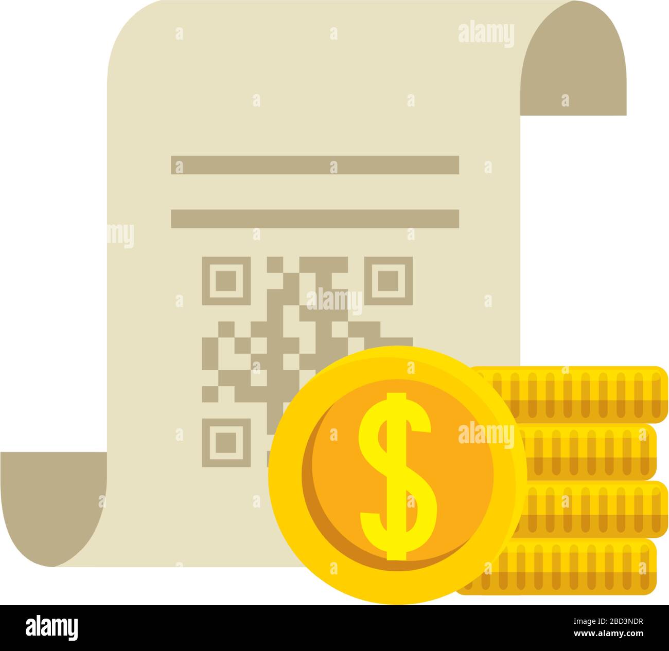 qr code over receipt paper and coins vector design Stock Vector Image ... qr code over receipt paper and coins vector design Stock Vector Image ...