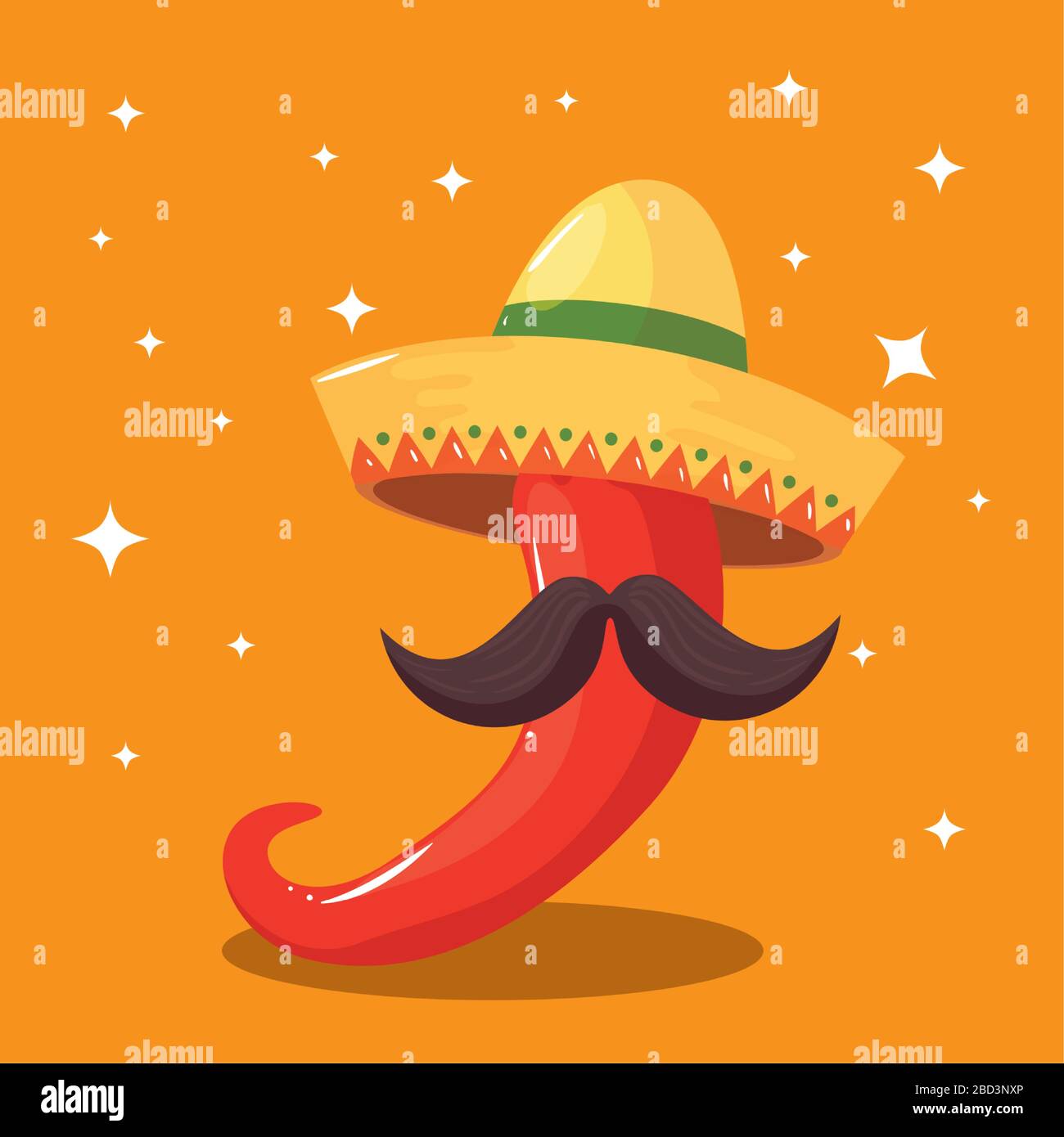 Mexican chilli with hat and mustache vector design Stock Vector Image ...