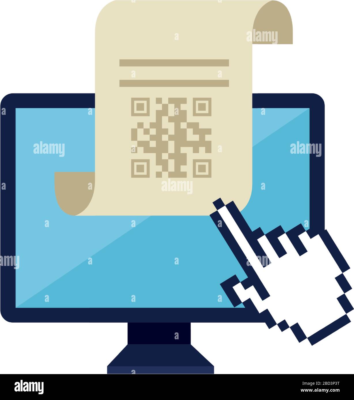 qr code inside computer and receipt vector design Stock Vector Image ...