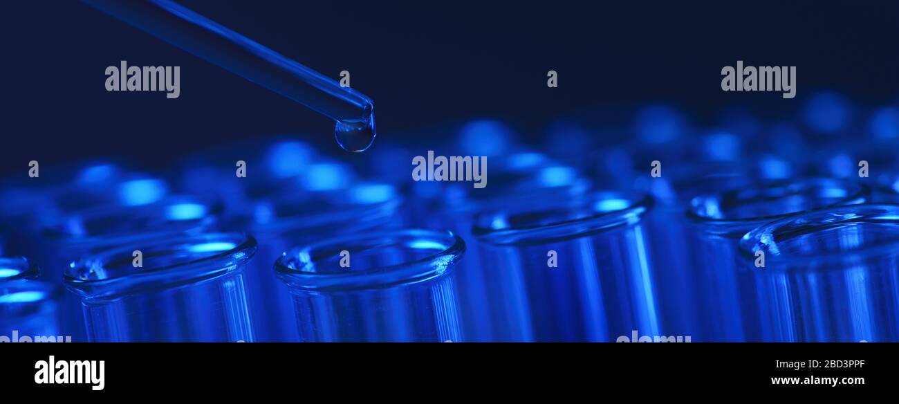 Test tube row. Concept of medical or science laboratory, liquid drop ...
