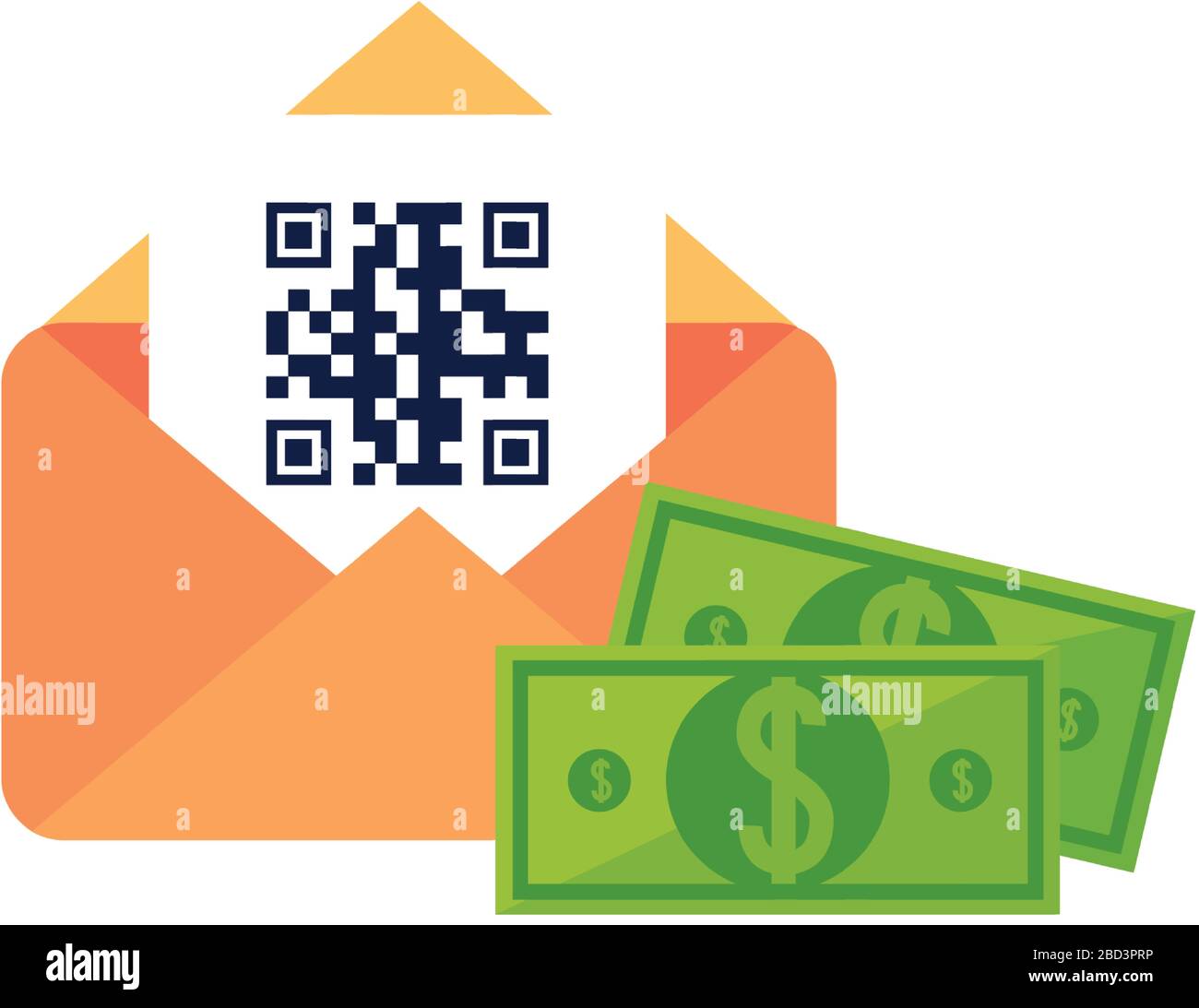 qr code inside envelope and bills vector design Stock Vector Image ...