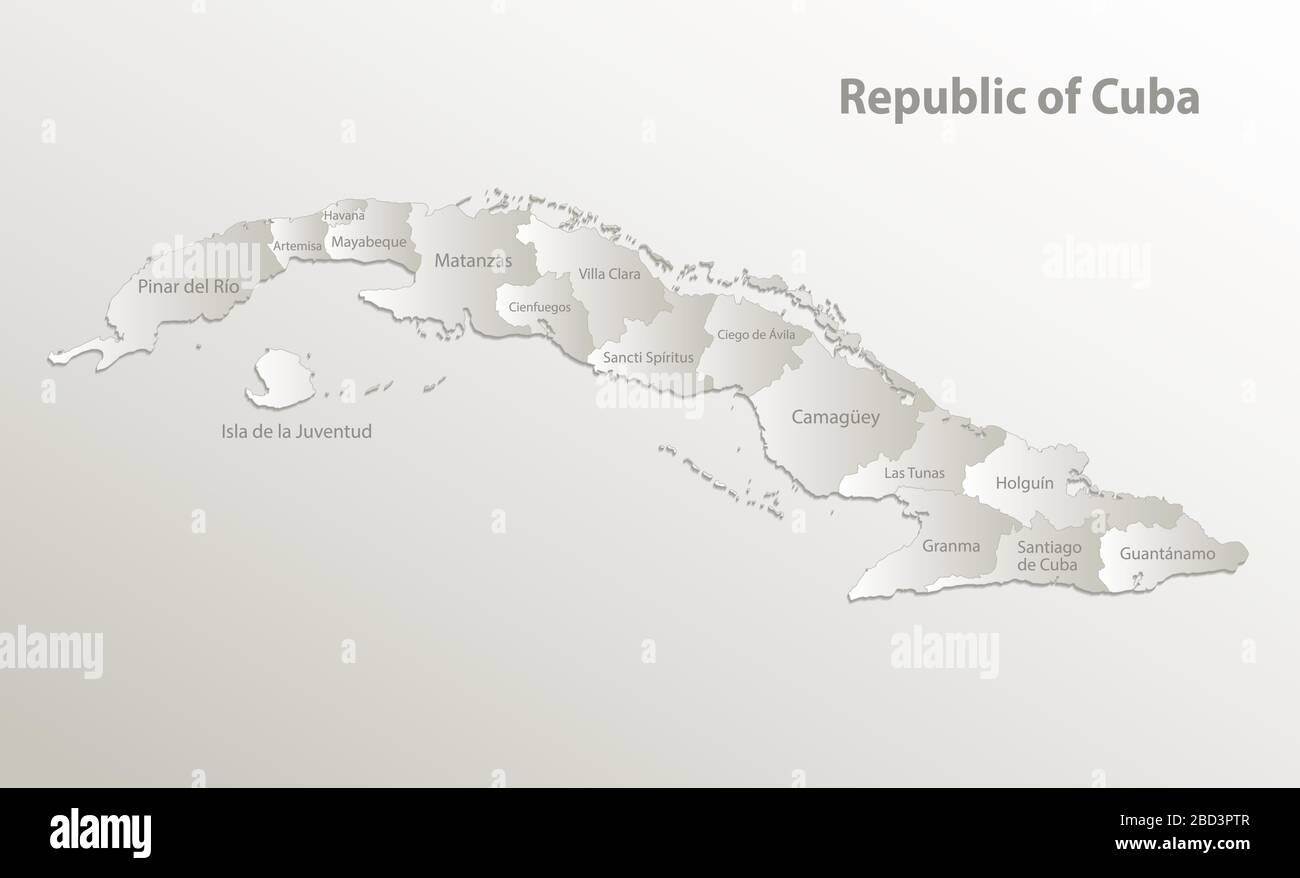 Cuba map administrative division, separates regions and names, card ...
