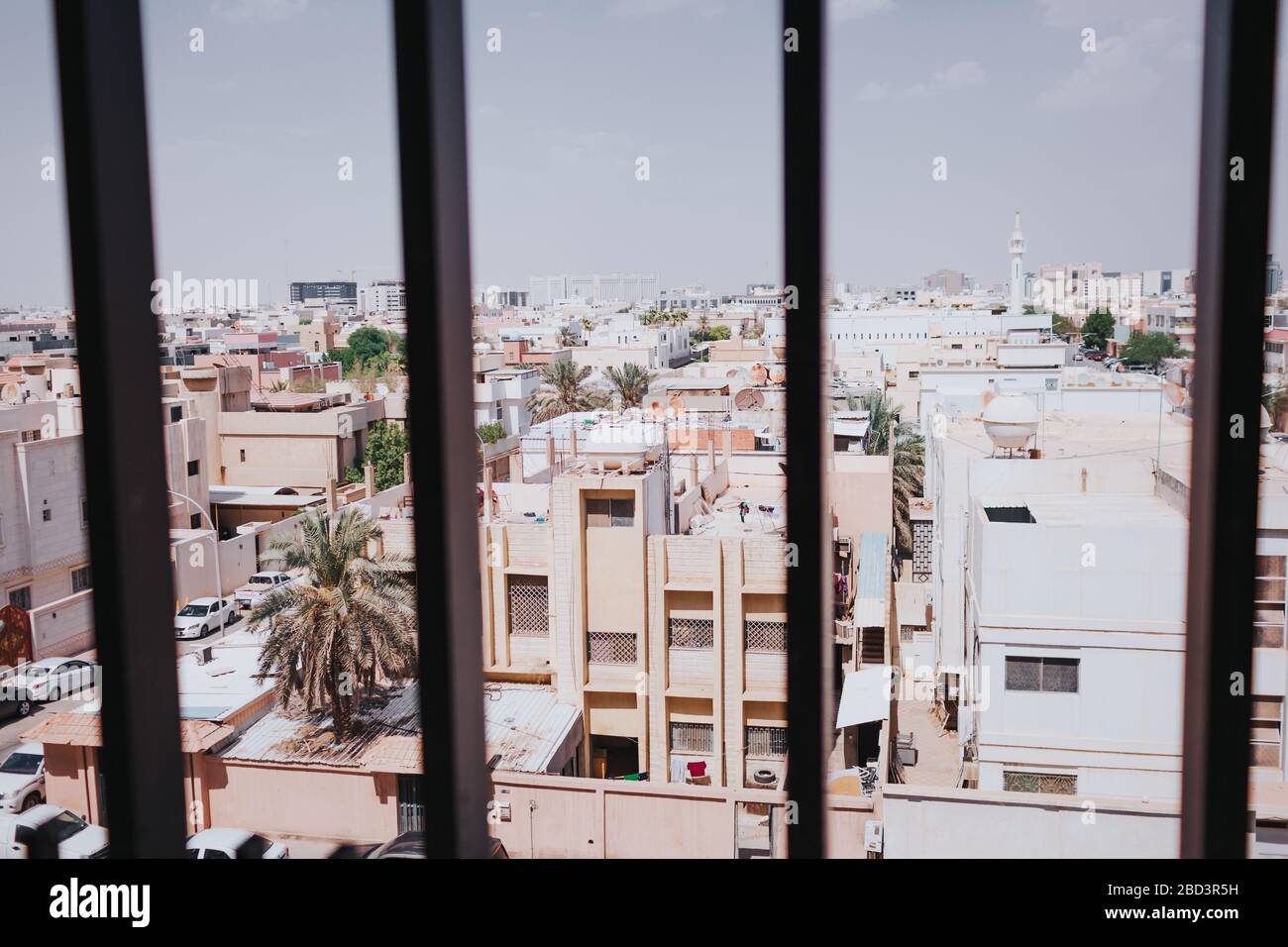 Middle East, window view of the city streets. Saudi Arabia, Riyadh ...