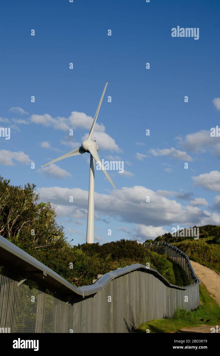 Brooklyn wind turbine on sunny, windy day in wellington new zealand ...
