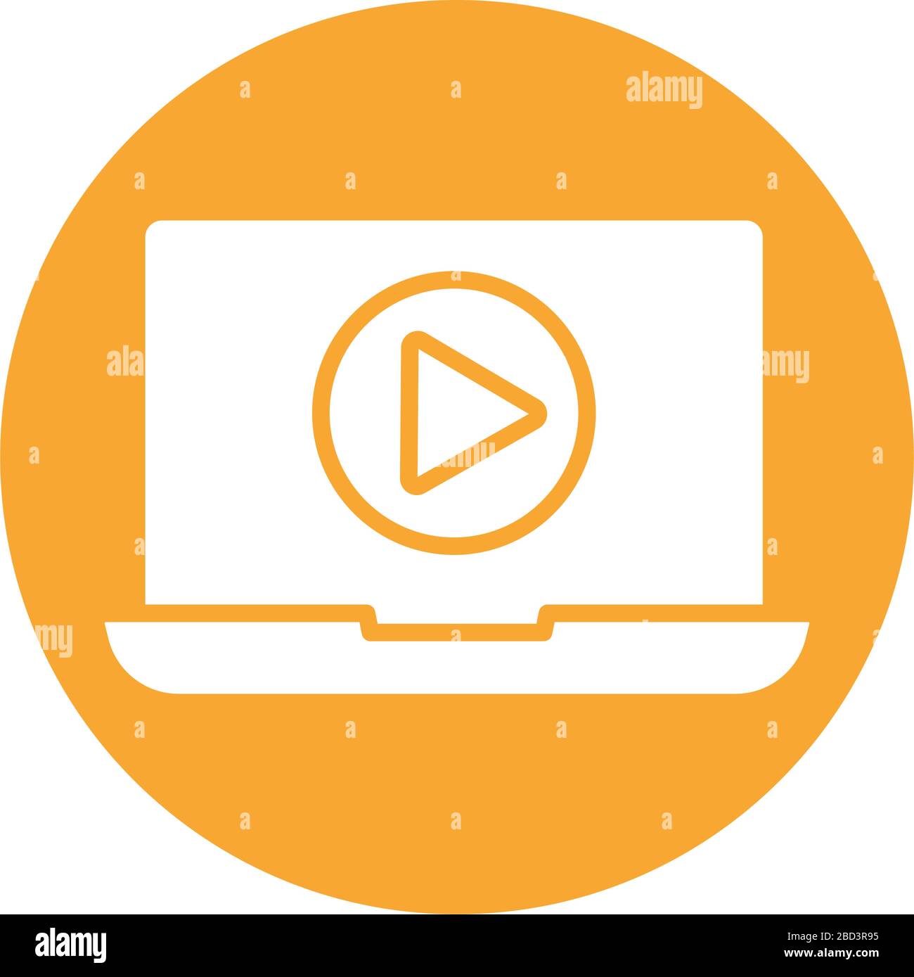 laptop with media player button block style icon Stock Vector Image ...