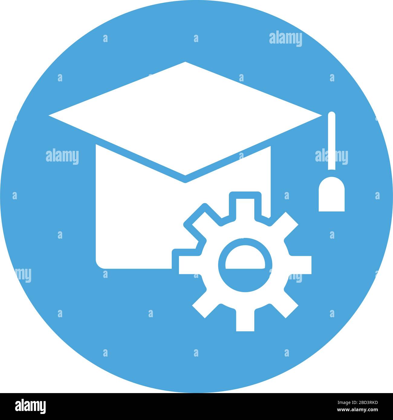 hat graduation with gear block style icon Stock Vector Image & Art - Alamy