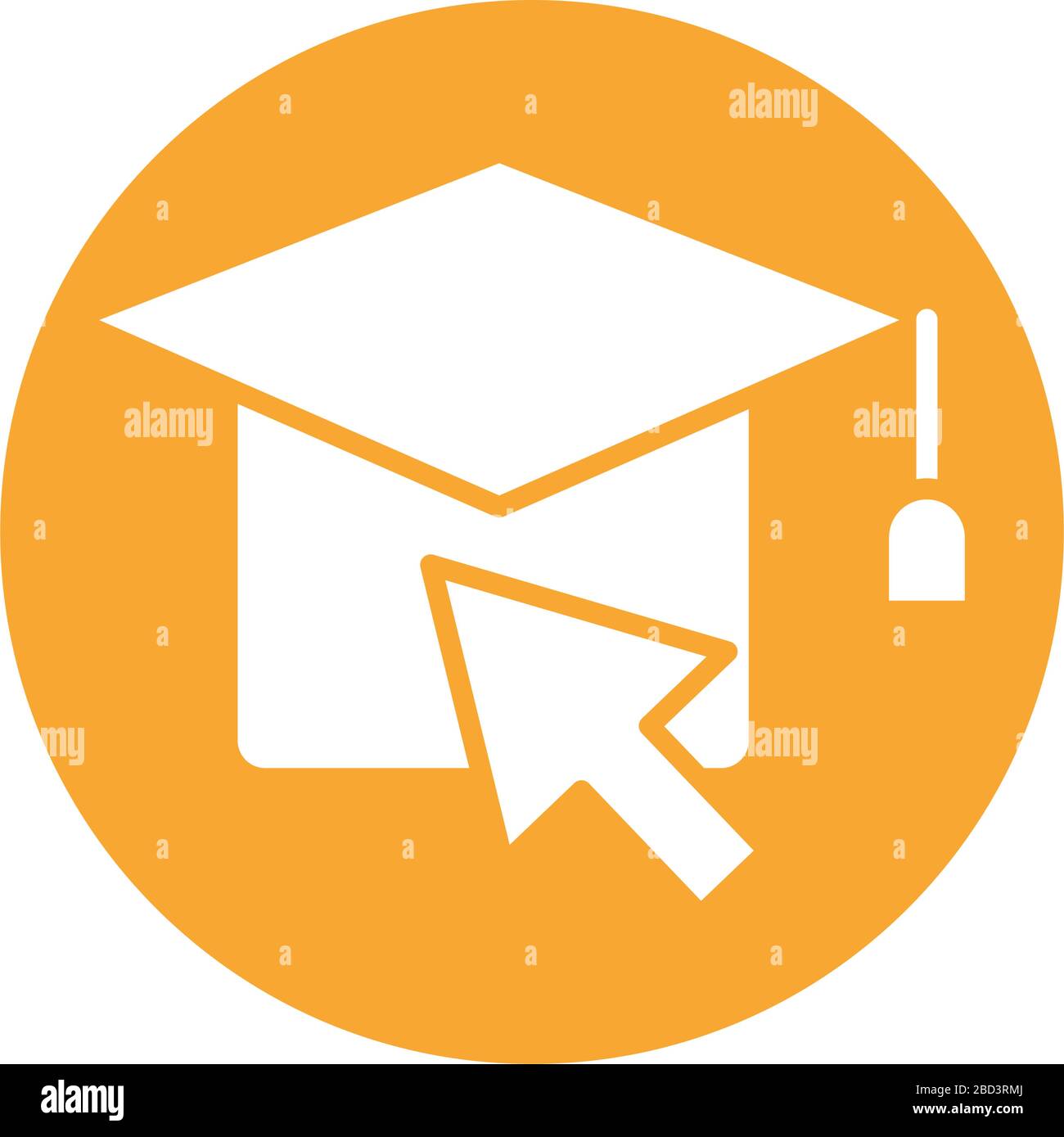 hat graduation with arrow mouse block style icon Stock Vector Image ...