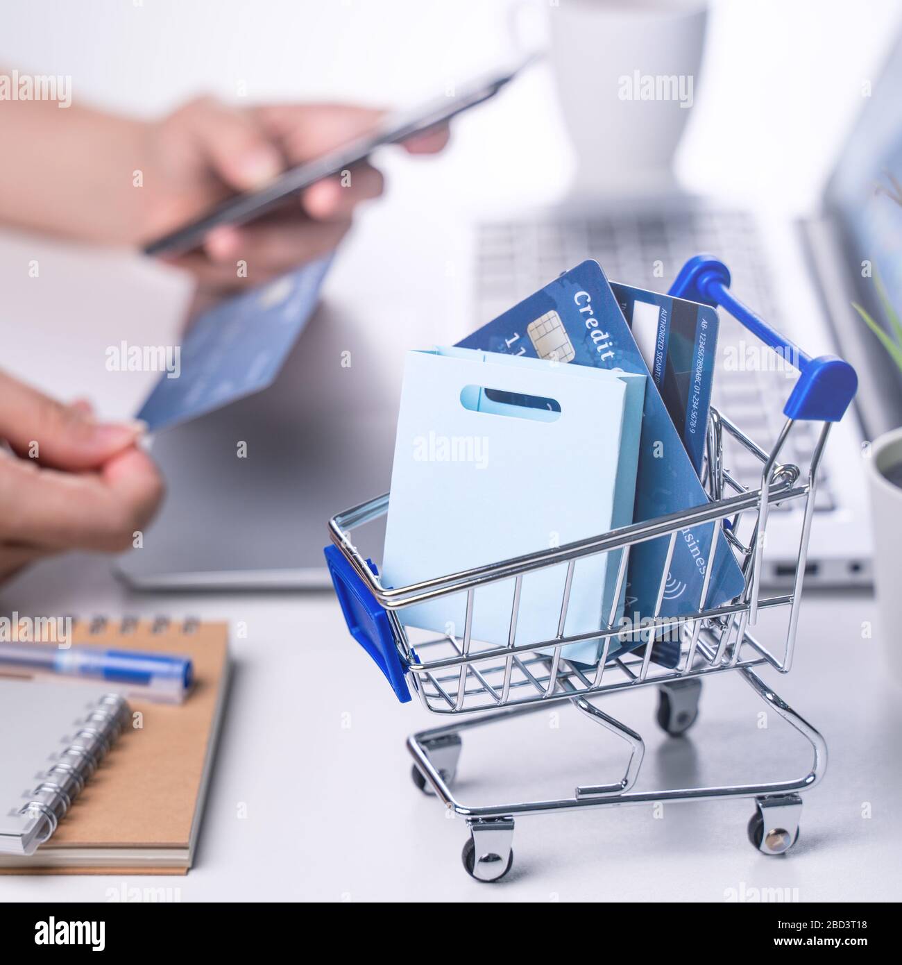 Online paying shopping, electronic payment with credit card, smart ...