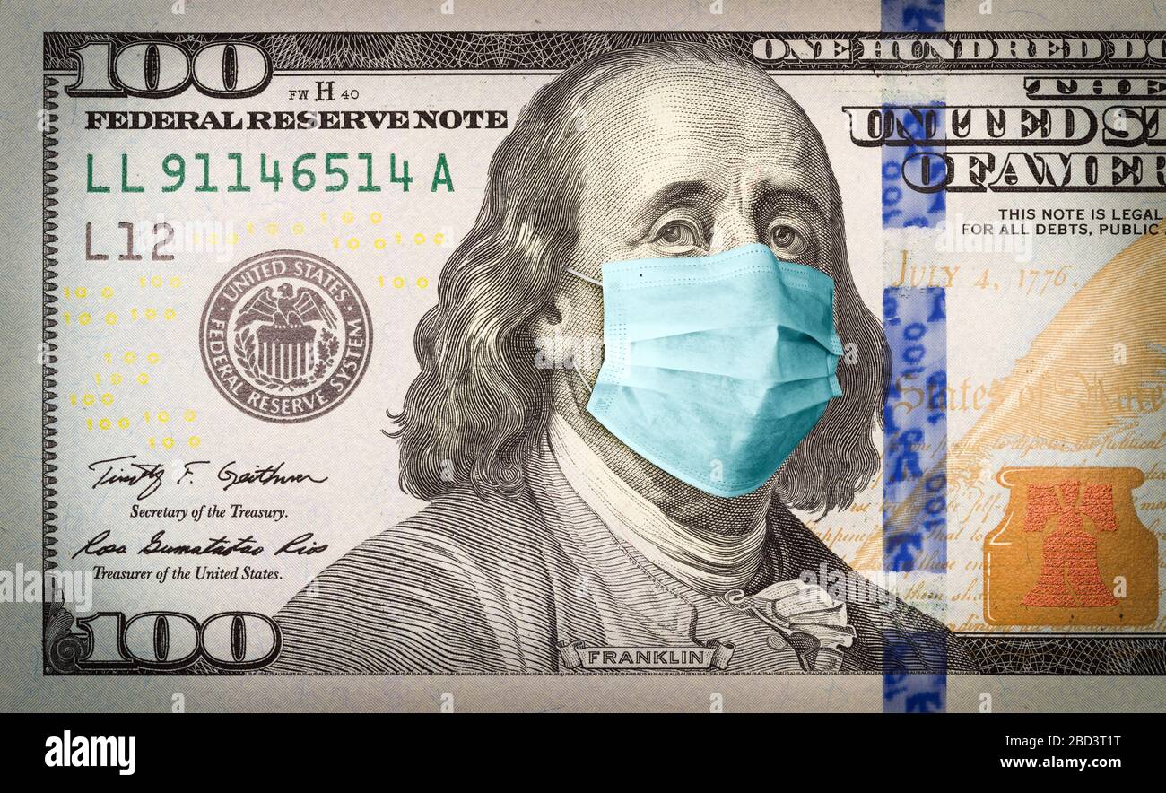 Benjamin Franklin With Worried and Concerned Expression Wearing Medical ...