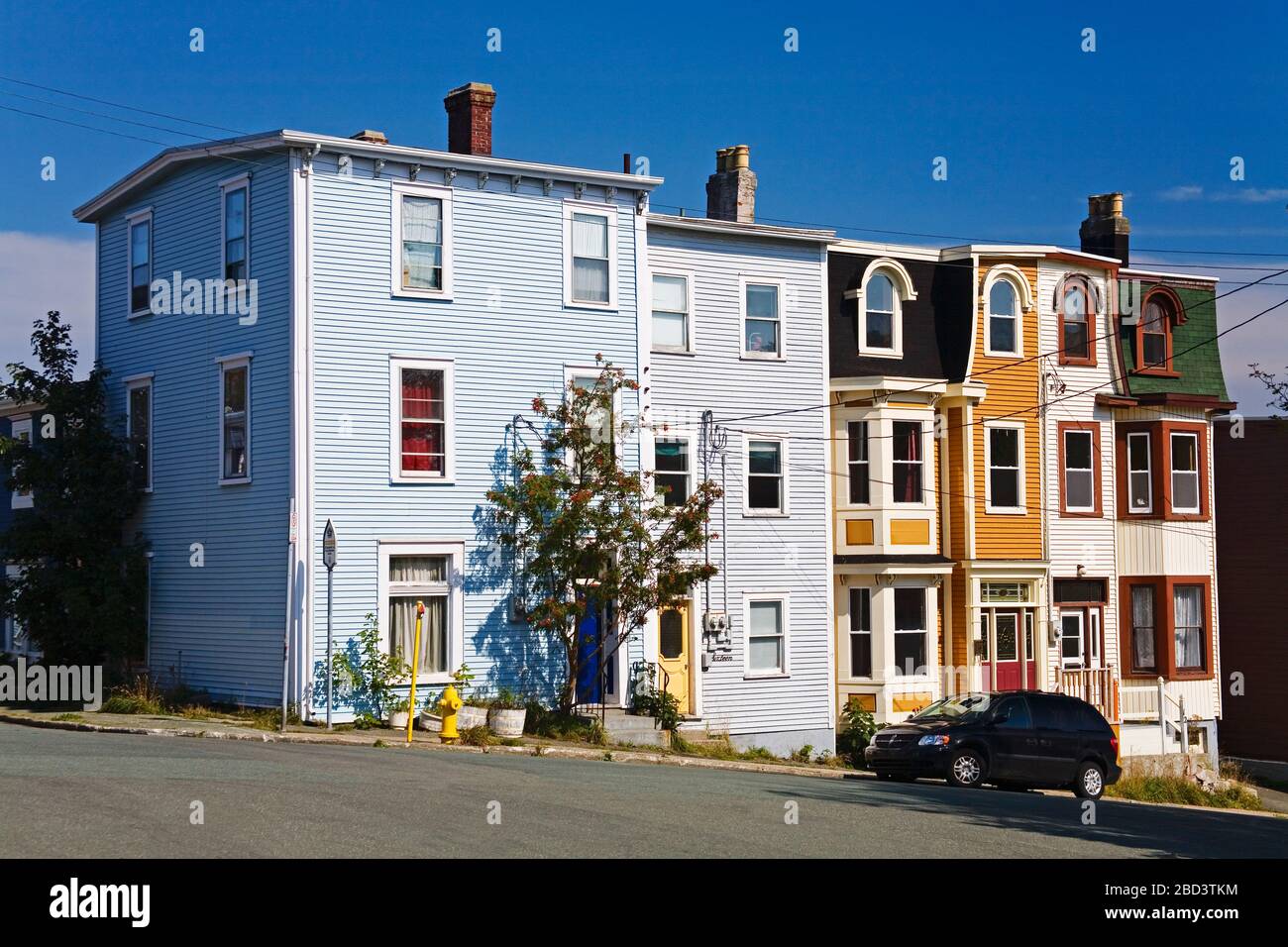 Colorful houses in St. John's City, Newfoundland, Canada Stock Photo ...