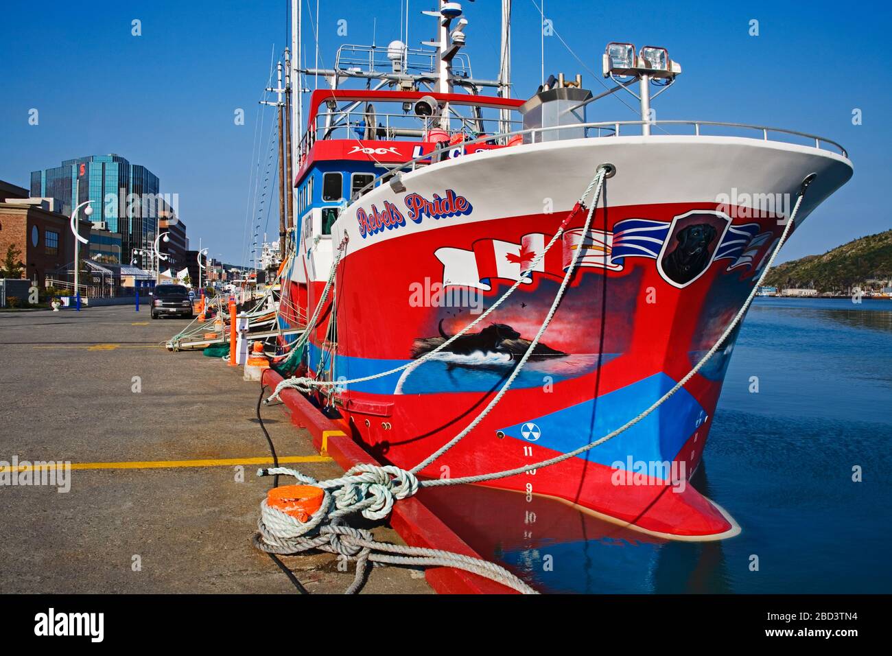 Mural on bow of trawler in St. John's Port, Newfoundland, Canada Stock ...