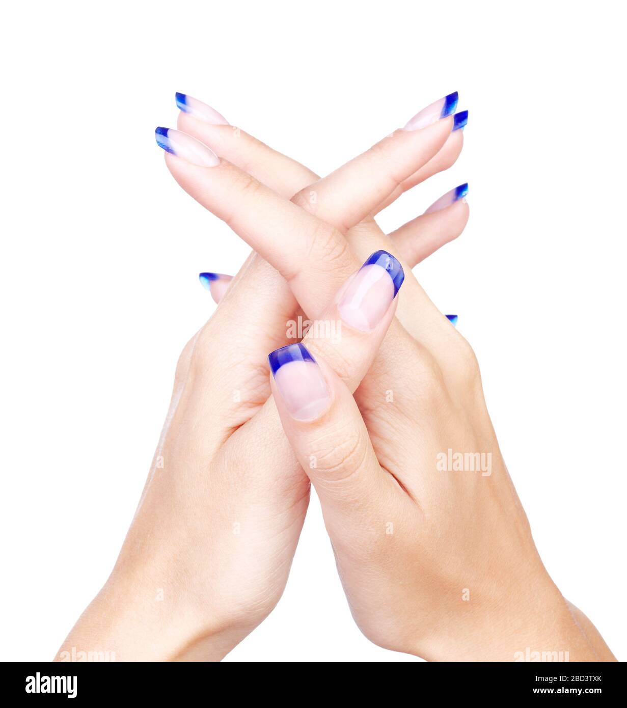 isolated body part shot of beautiful healthy young woman's manicured ...