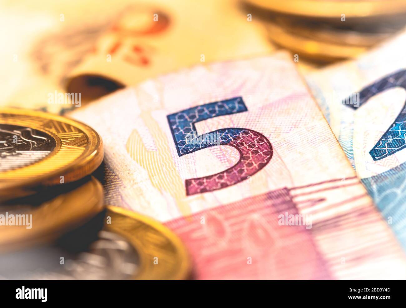 Real currency, money from brazil. Brazilian banknotes and coins ...