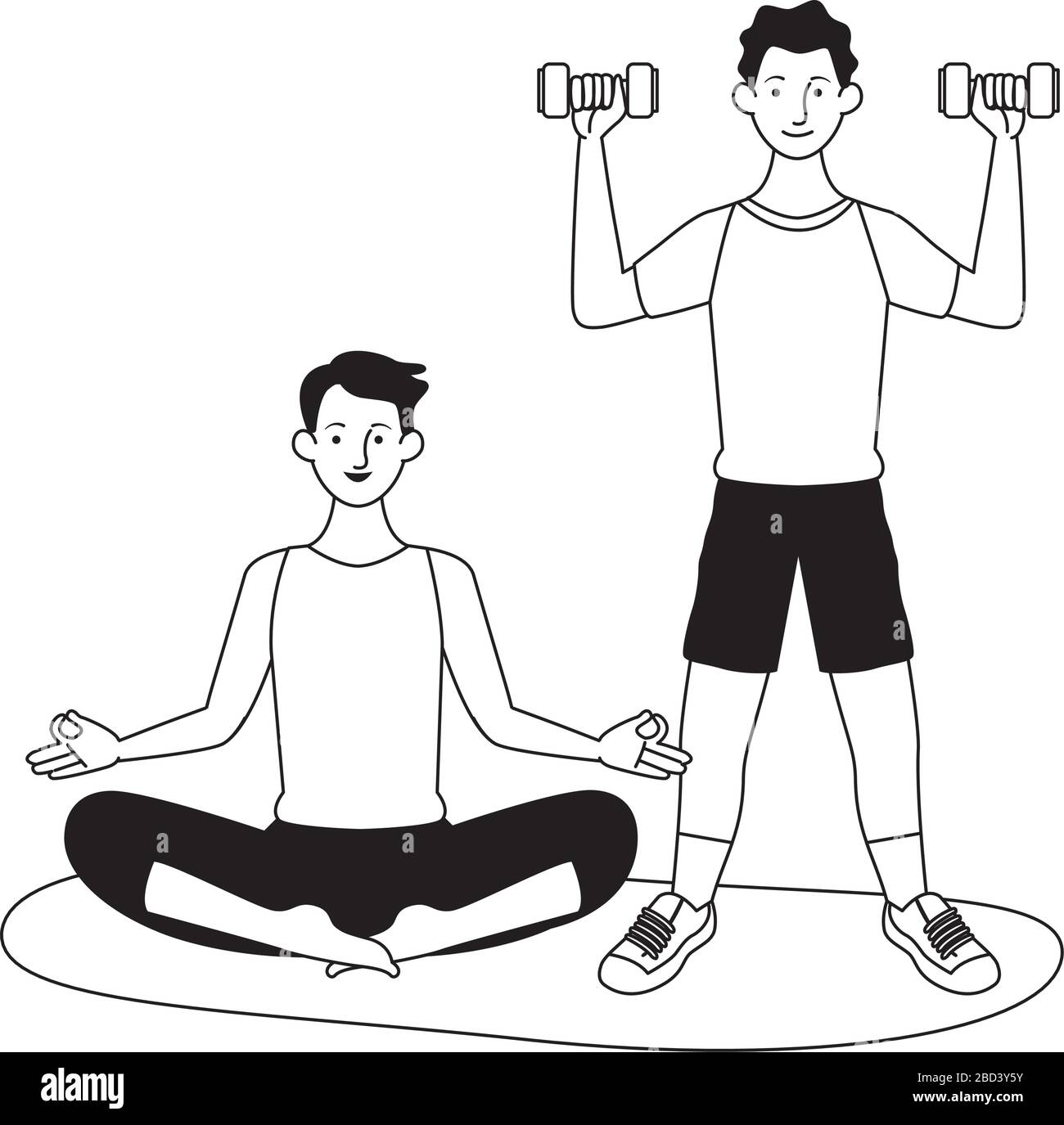 Practicing exercises Black and White Stock Photos & Images - Alamy