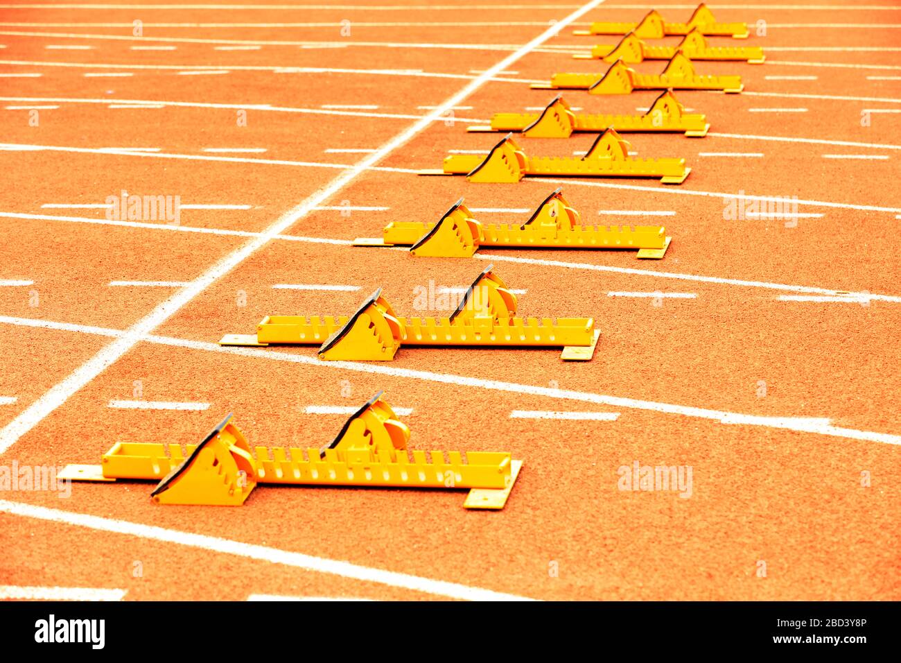 Starting blocks in the playground Stock Photo - Alamy