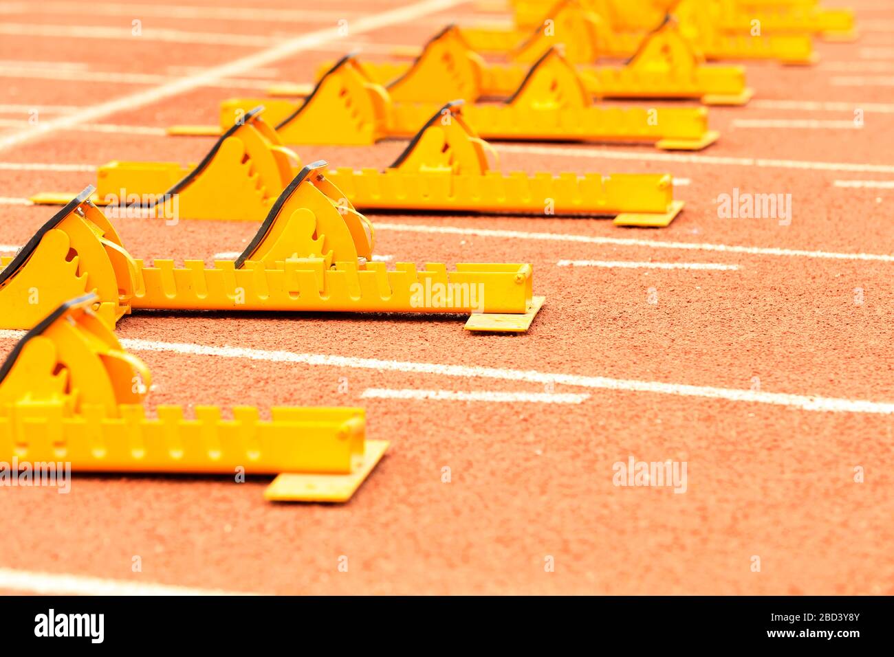 Starting blocks in the playground Stock Photo - Alamy