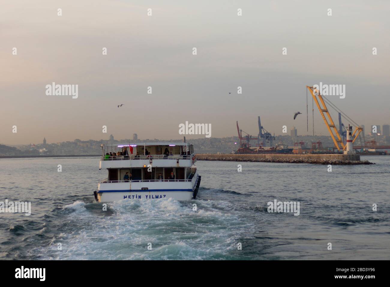 Small passenger ferries on the sea. Photographed in the afternoon and ...