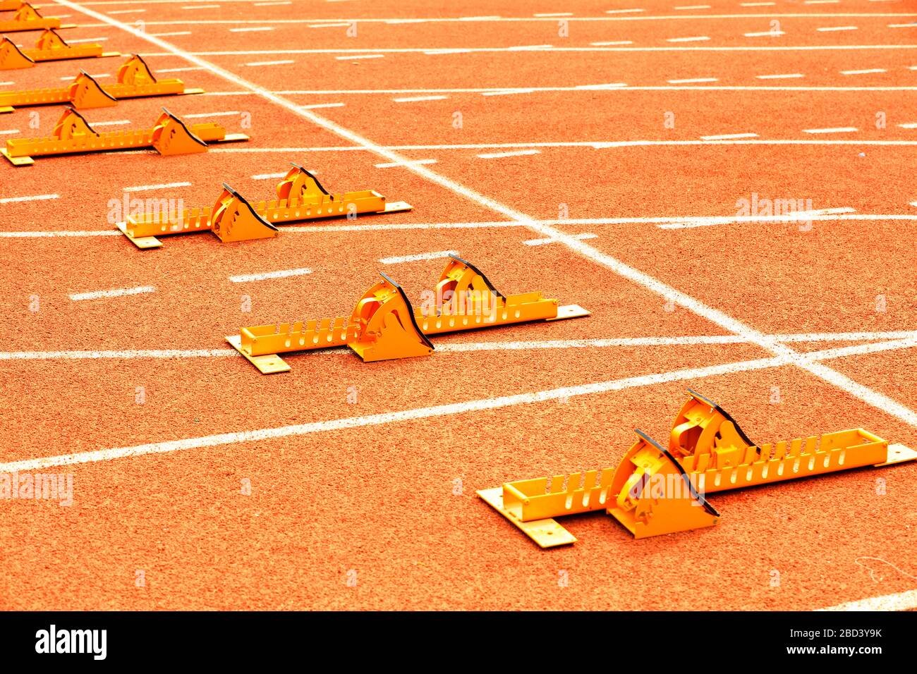 Starting blocks in the playground Stock Photo - Alamy