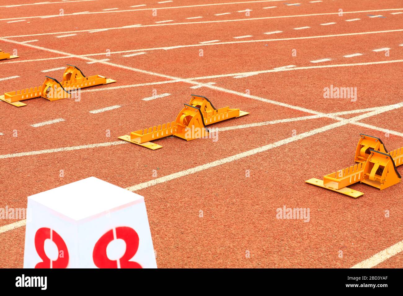 Starting blocks in the playground Stock Photo - Alamy