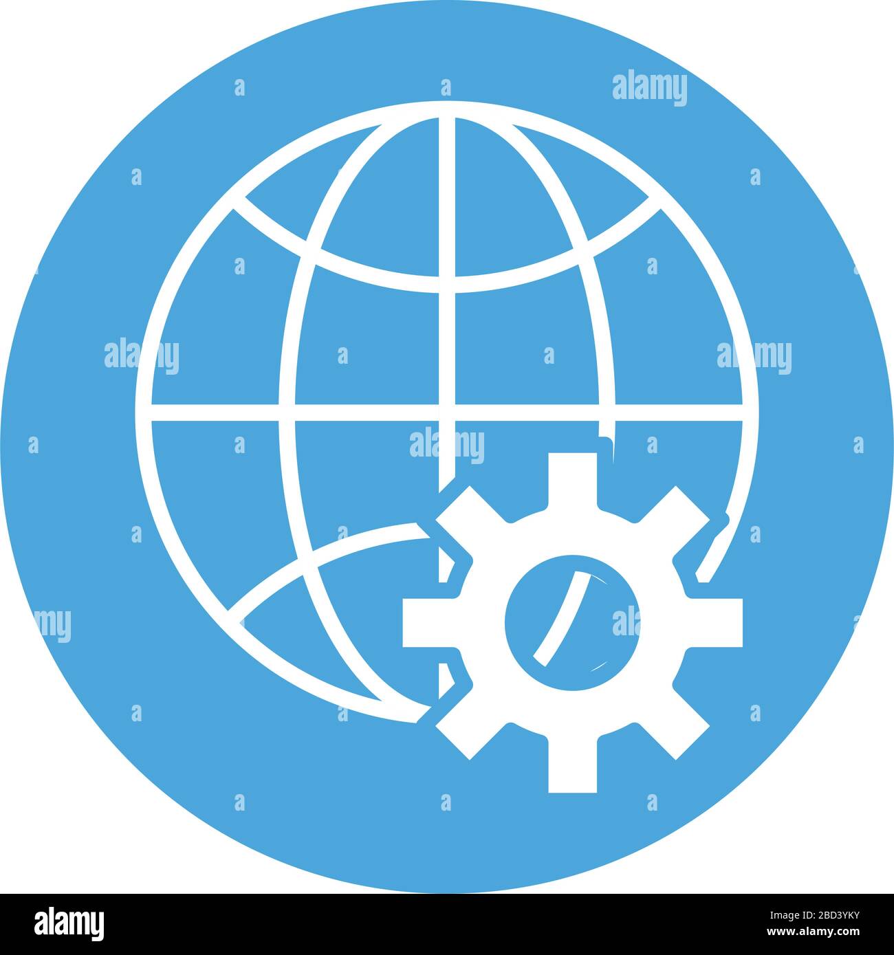 sphere browser with gear block style icon Stock Vector Image & Art - Alamy