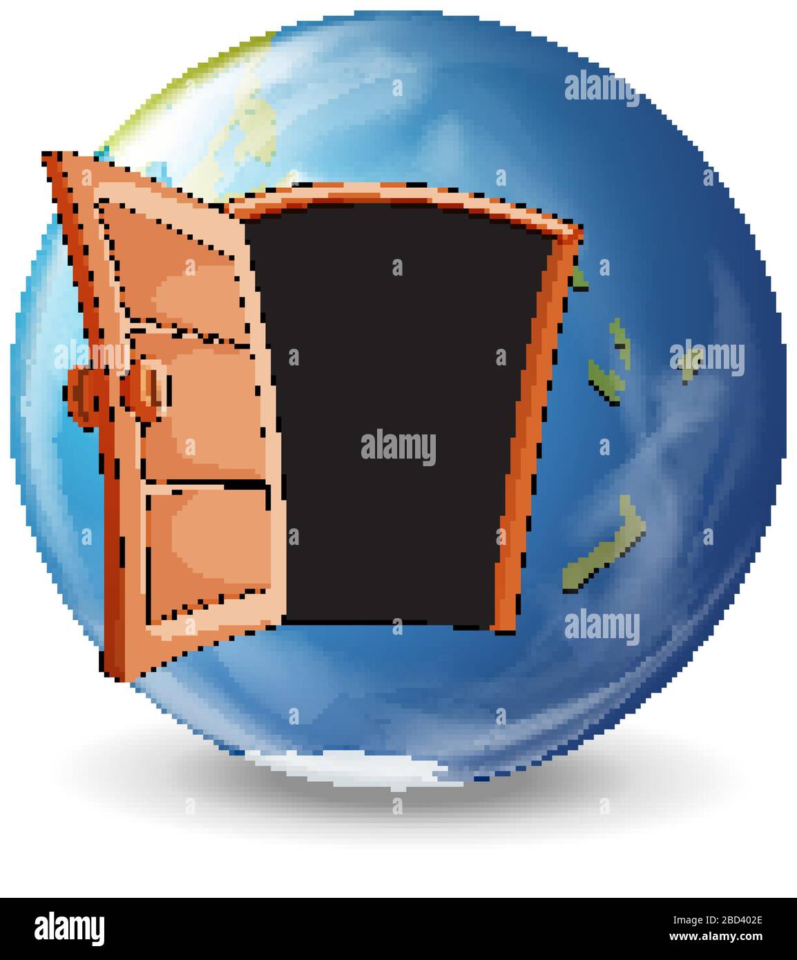Door opened on earth on white background illustration Stock Vector ...