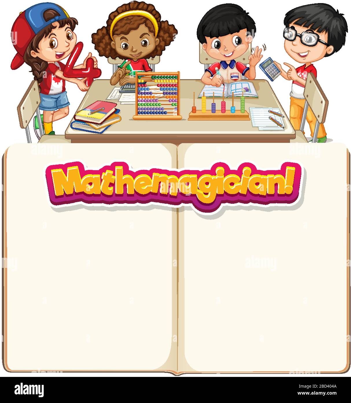 Frame template design with happy kids in classroom illustration Stock ...