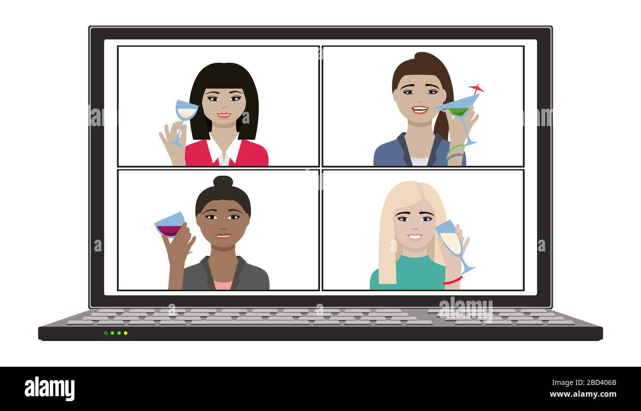 Women chat wine Stock Vector Images - Alamy