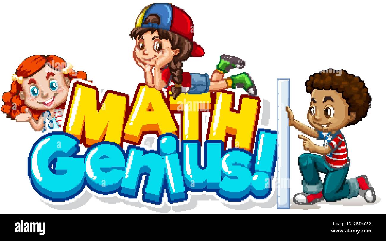 Font design for math genius with happy children illustration Stock ...
