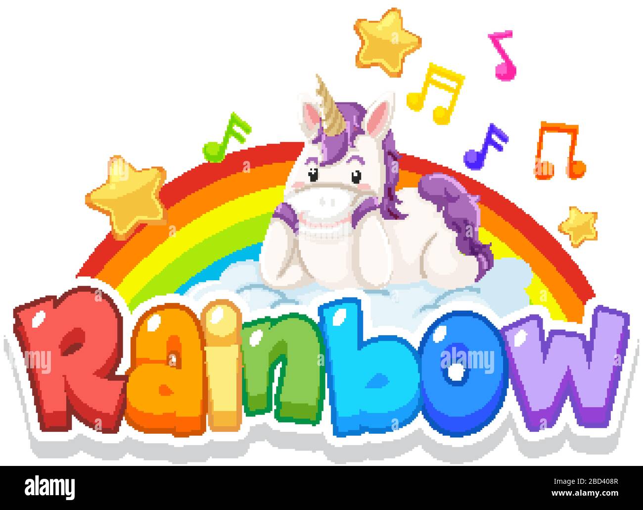 Font design for word rainbow with rainbow in the sky background ...