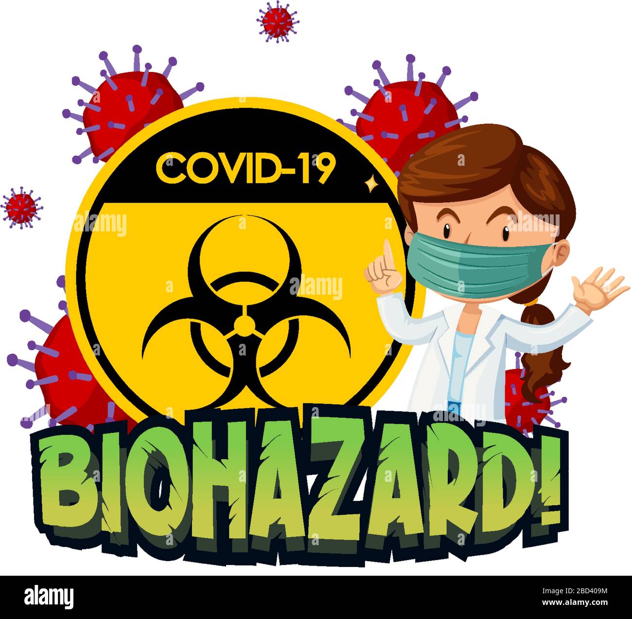 Poster design for coronavirus theme with doctor and virus cells ...