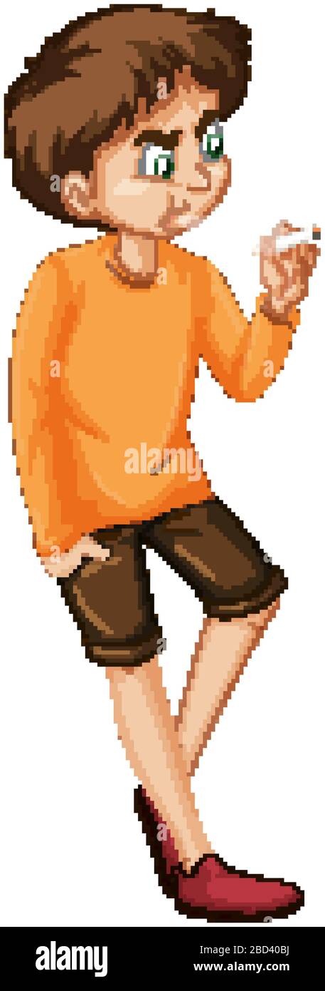 Teenage boy smoking on white background illustration Stock Vector Image ...