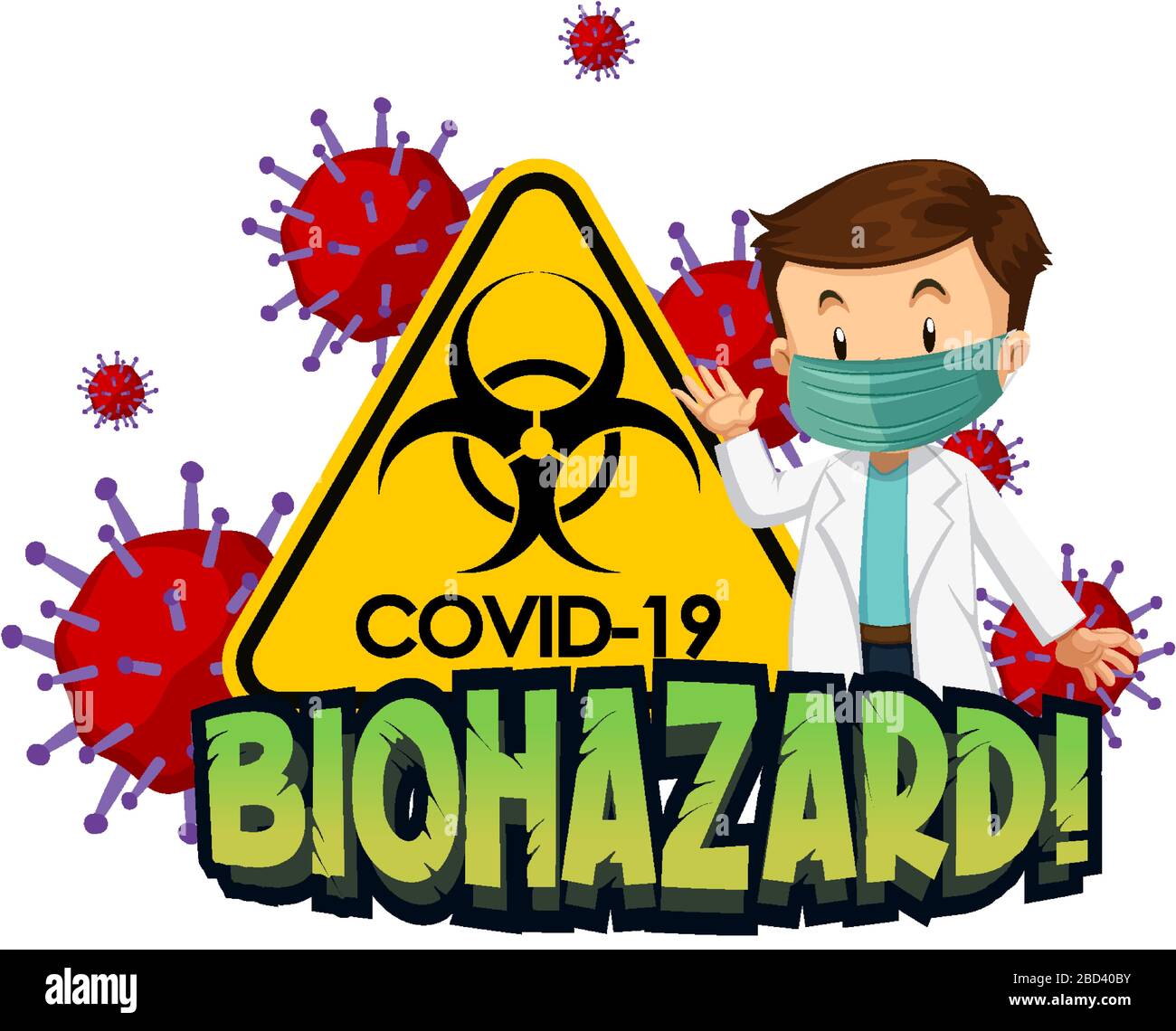Poster design for coronavirus theme with doctor and biohazard sign ...