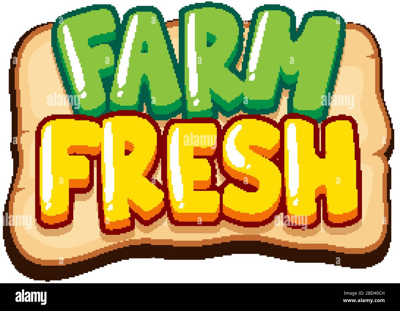 Font design for word farm fresh in green and yellow color illustration ...