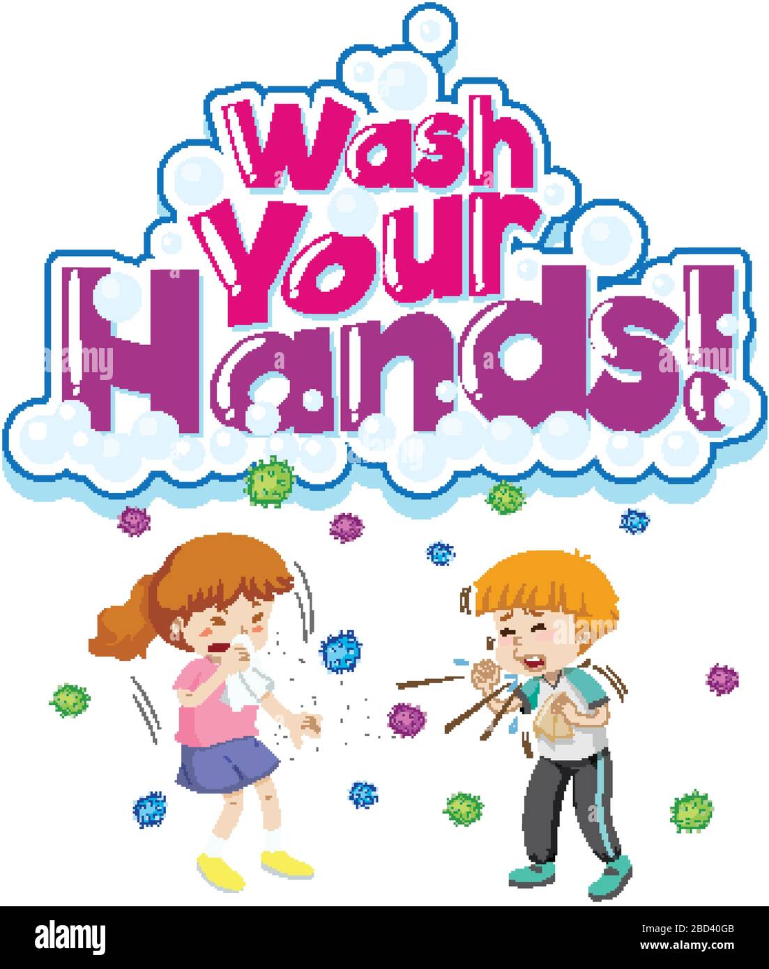 Poster design for coronavirus theme with word wash your hands ...