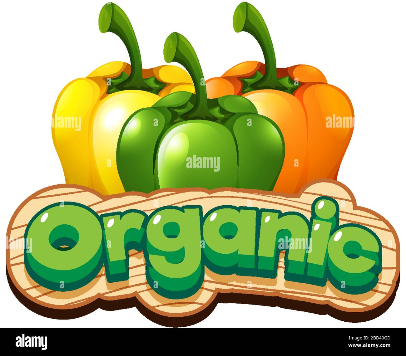 Font design for word organic with fresh bell peppers illustration Stock ...