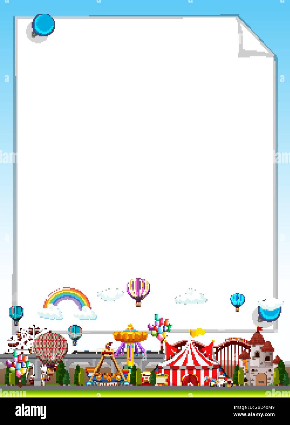Border template with funpark in background illustration Stock Vector ...