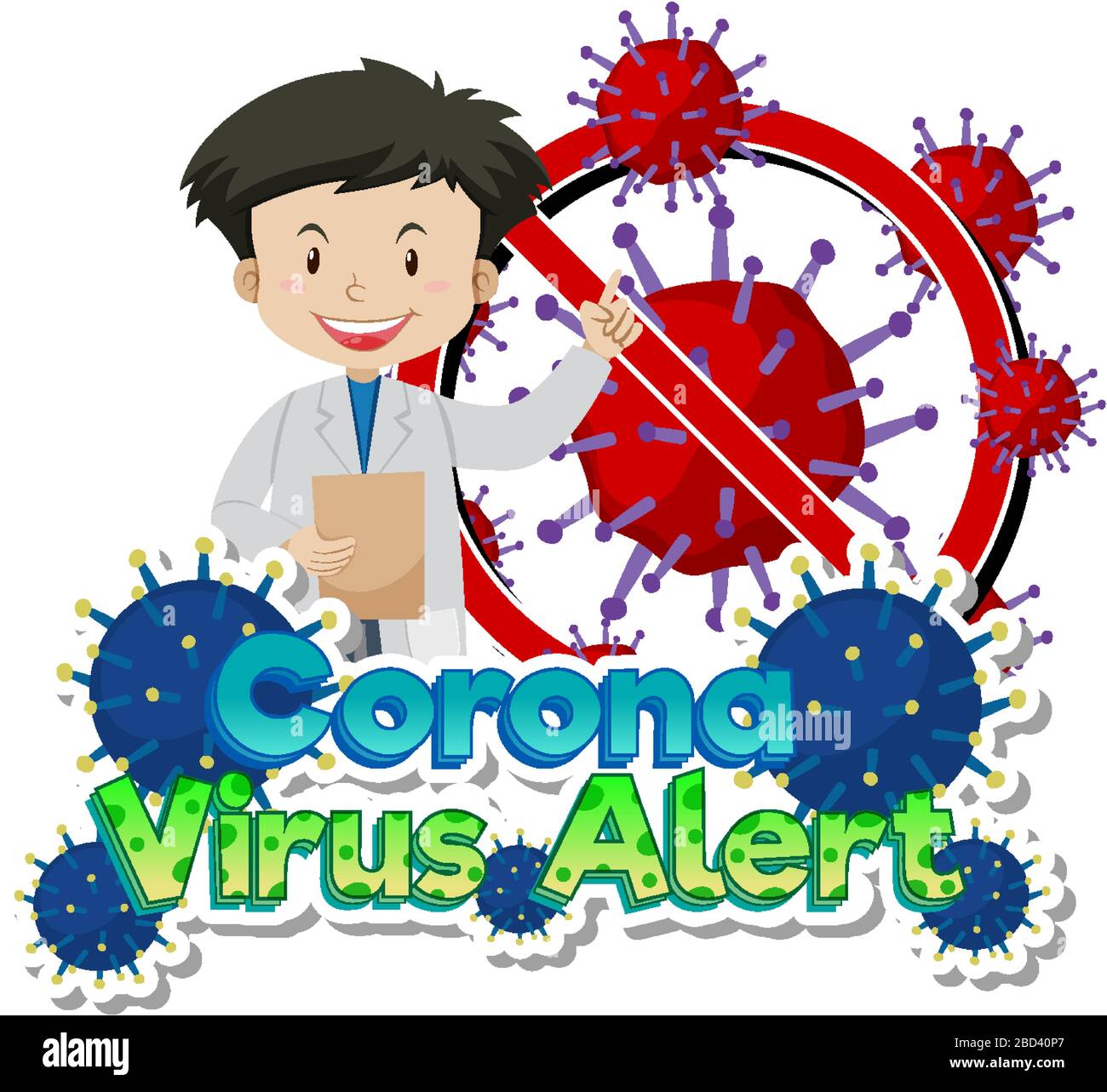 Poster design for coronavirus theme with doctor and virus cell ...