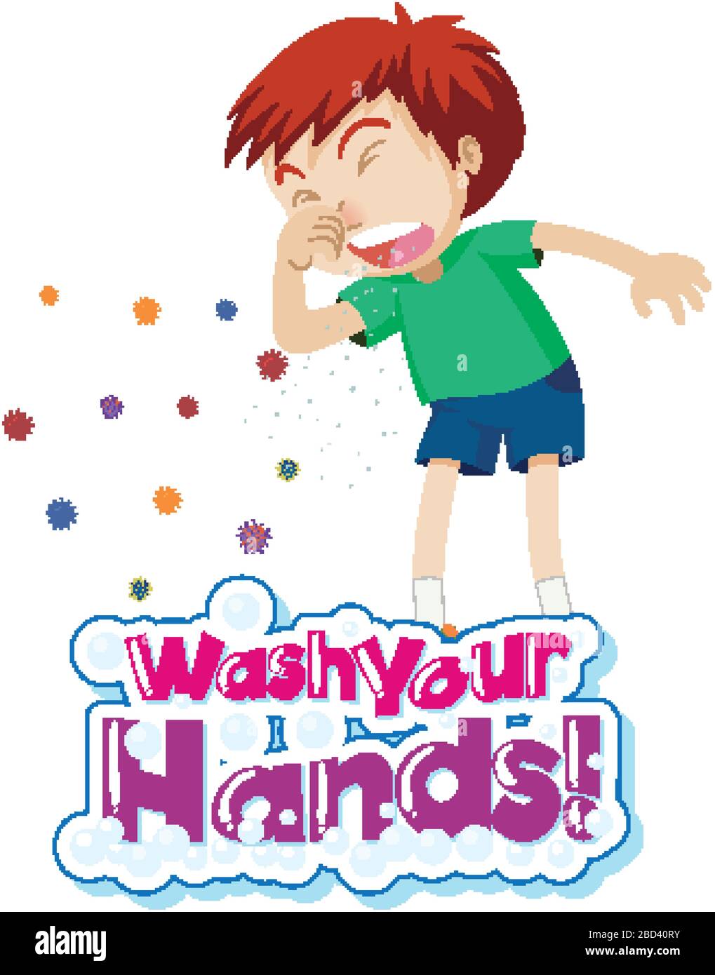 Poster design for coronavirus theme with boy coughing illustration ...