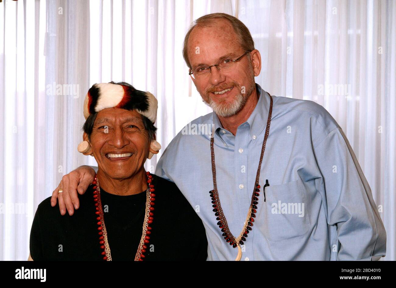 Mincaye and Steve Saint, the real life subjects of the film "End Of The ...