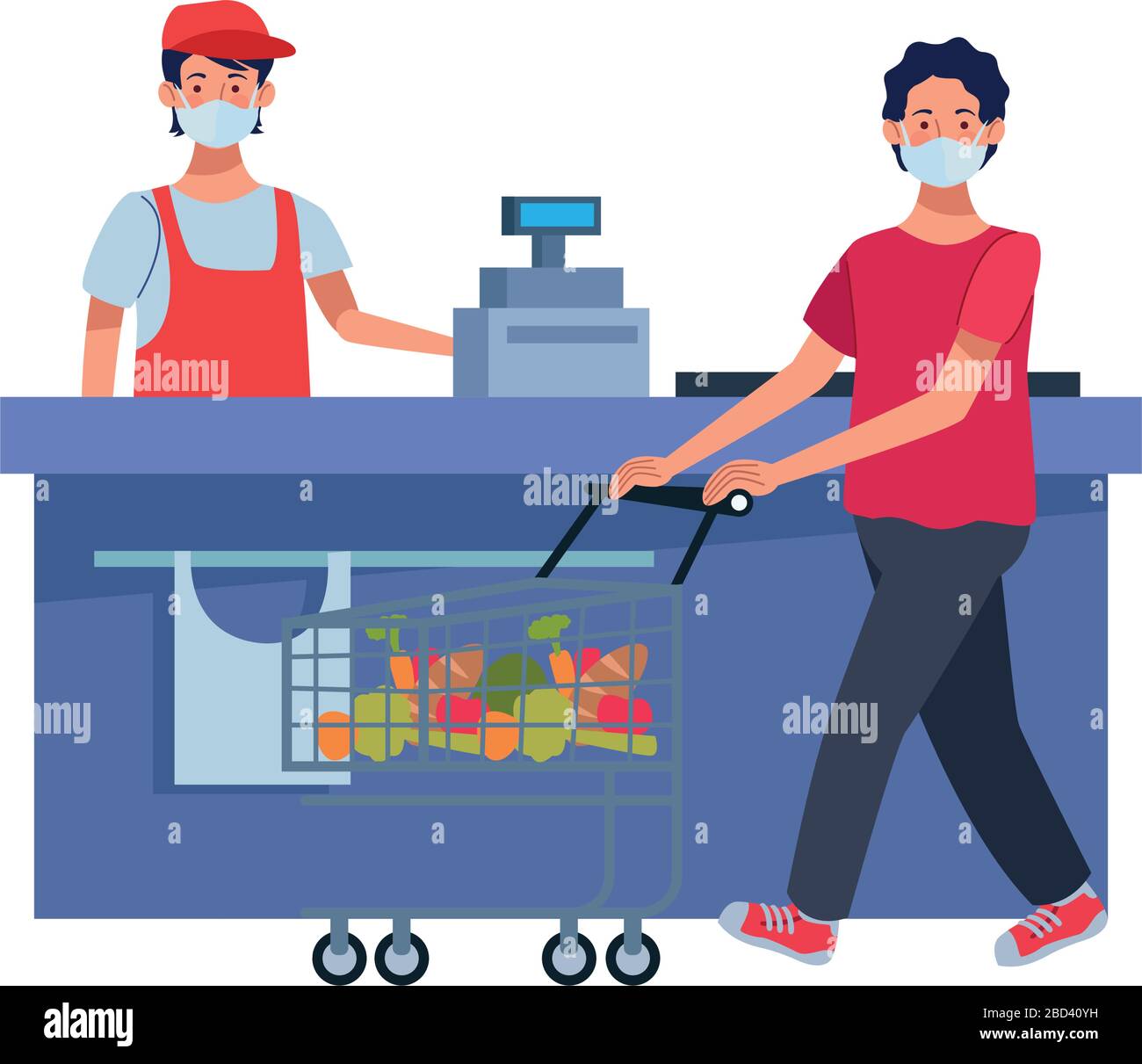 man using face mask with salesman characters Stock Vector Image & Art ...