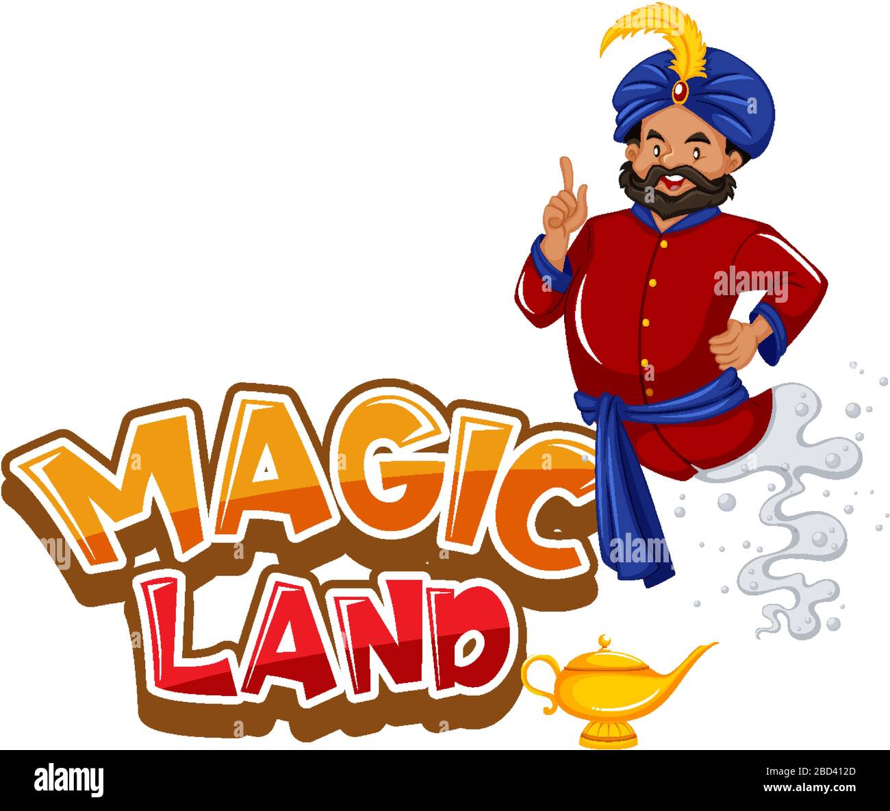 Font design for word magic land with giant coming out of the lamp ...