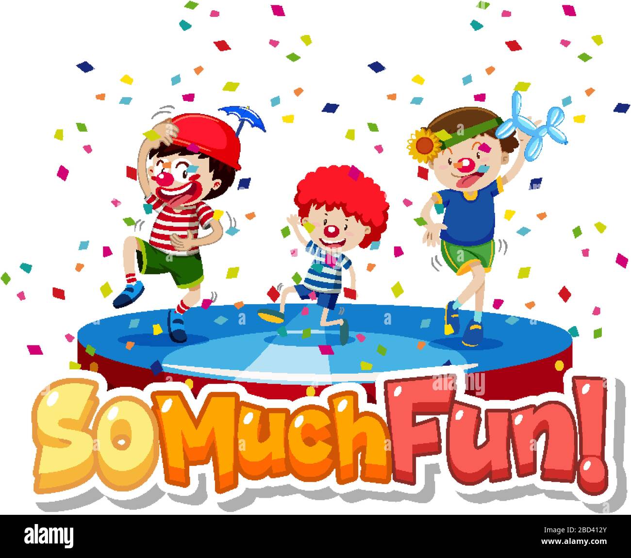 Font design for phrase so much fun with kids playing illustration Stock ...