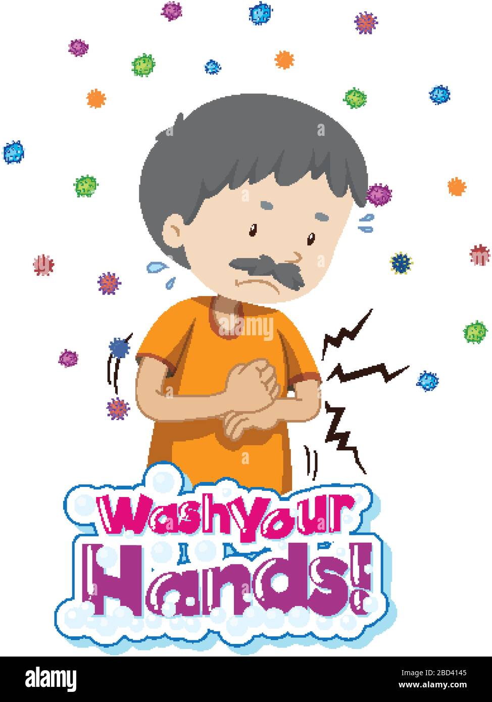 Coronavirus theme poster design with word wash your hands illustration ...
