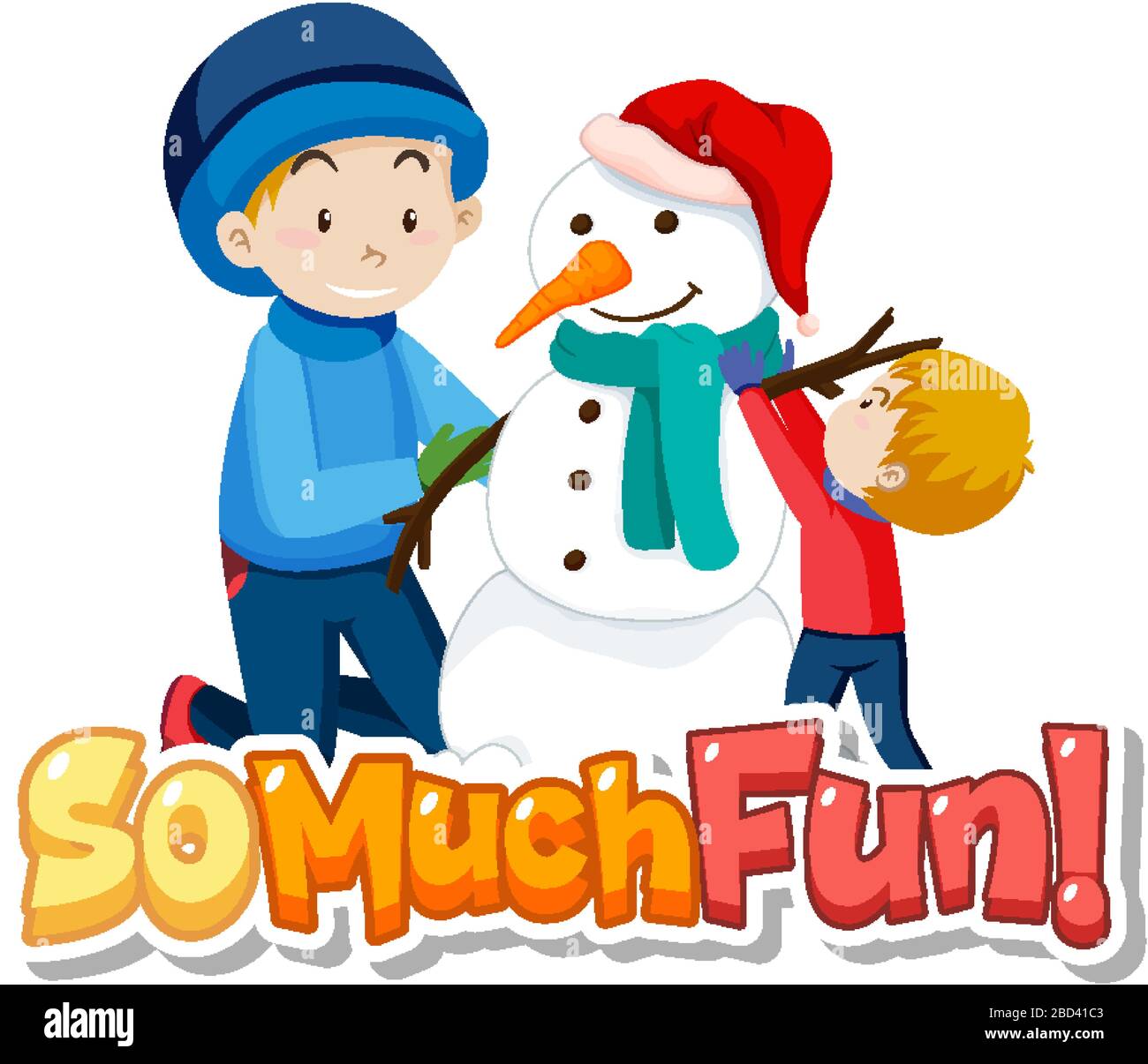 Font design for phrase so much fun with kids playing illustration Stock ...