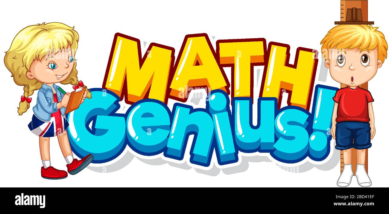 Font design for word math genius with two students illustration Stock ...
