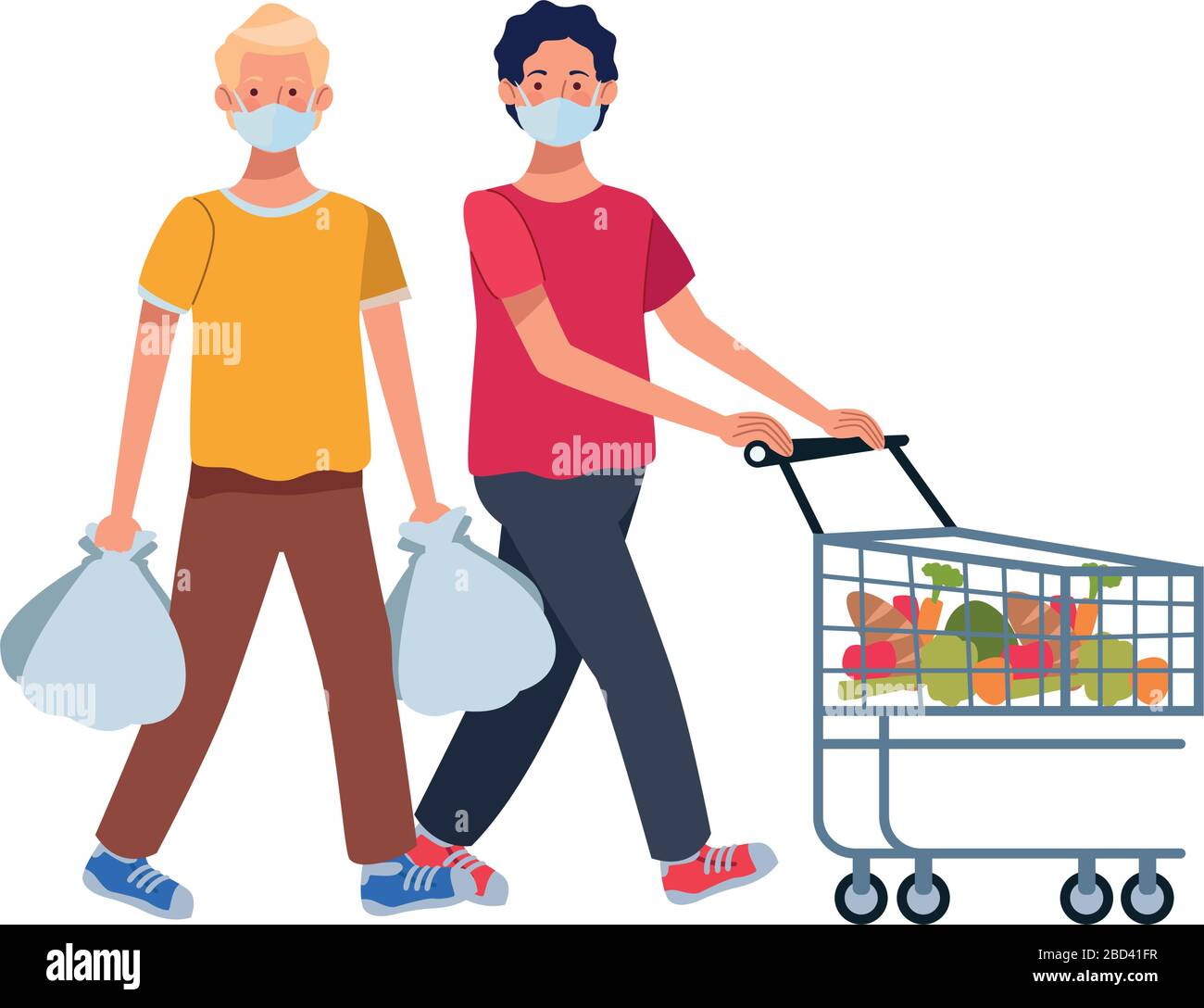 men using face masks in supermarket Stock Vector Image & Art - Alamy