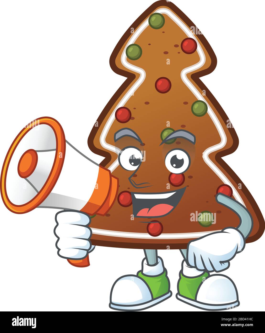 A picture of gingerbread tree cartoon design style speaking on a ...