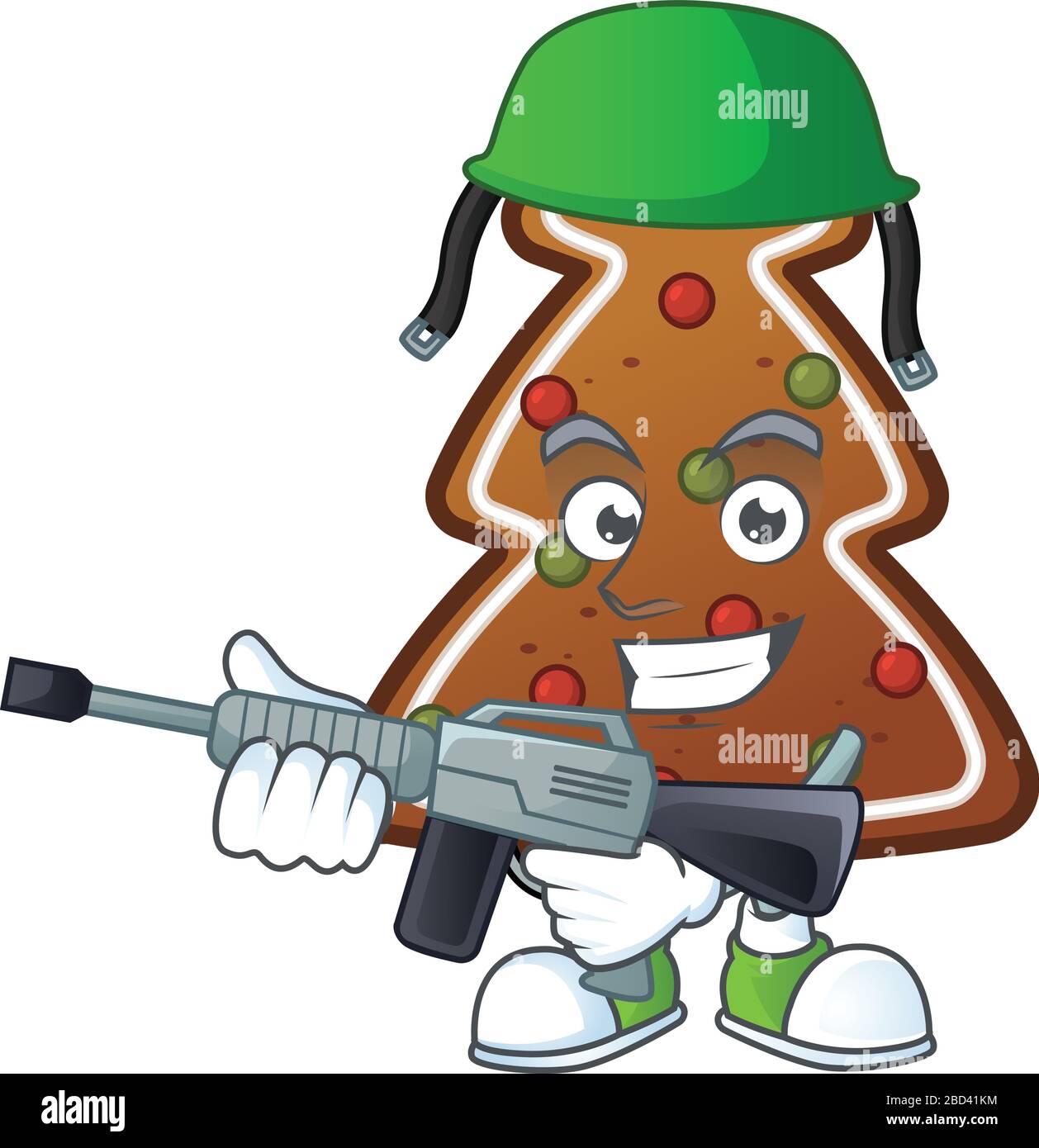 An elegant gingerbread tree Army mascot design style using automatic ...