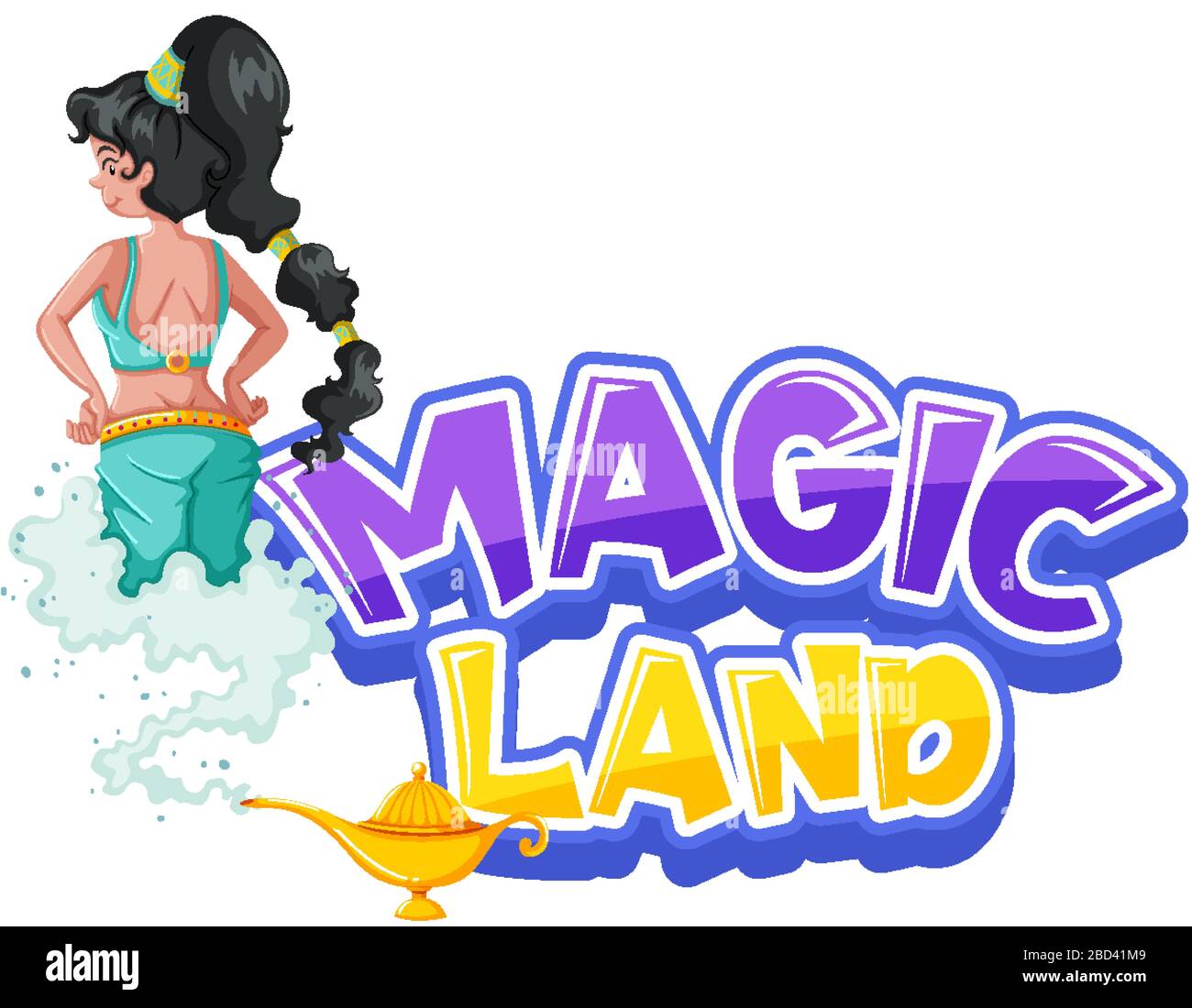 Font design for word magic land with giant from the lamp illustration ...