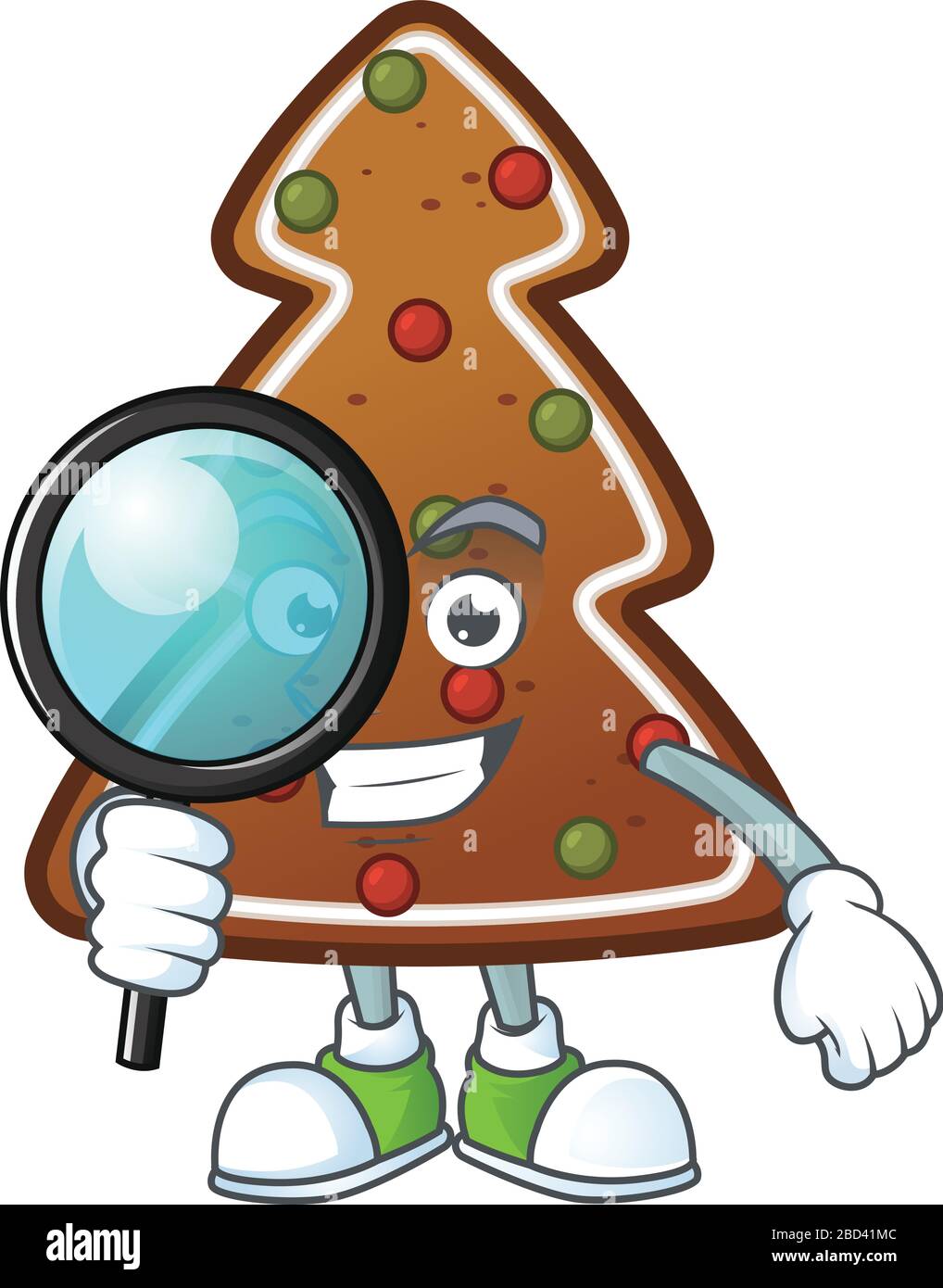 Smart Detective of gingerbread tree cartoon character design concept ...
